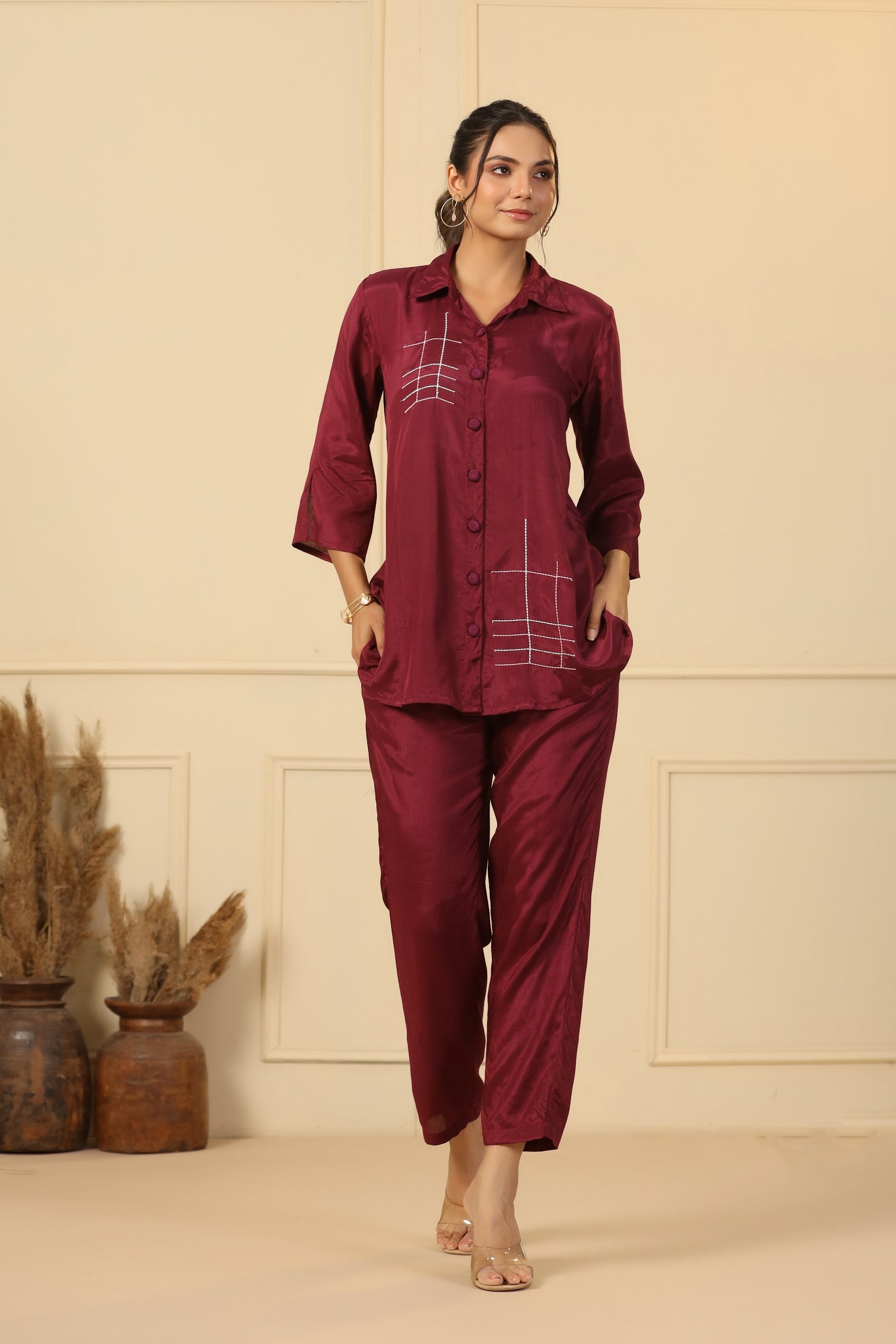 RUBY RED ZARI CO-ORD SET – Mirari